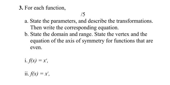 Solved 1. Transformations /10 Parameter Value Transformation | Chegg.com