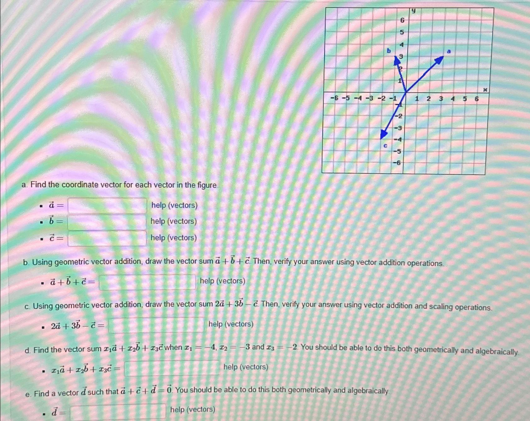 Solved a. ﻿Find the coordinate vector for each vector in the | Chegg.com