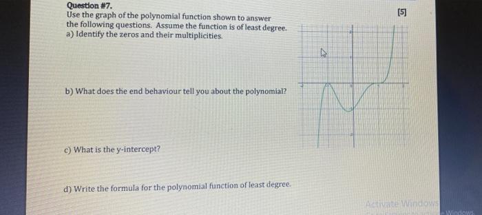 Solved (5) Question #7. Use the graph of the polynomial | Chegg.com
