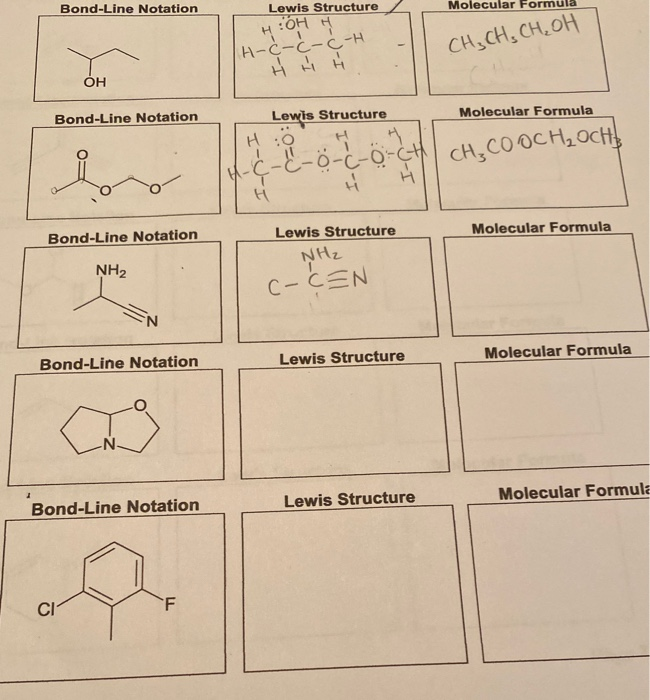 Solved Bond-Line Notation Lewis Structure Molecular For H OH | Chegg.com