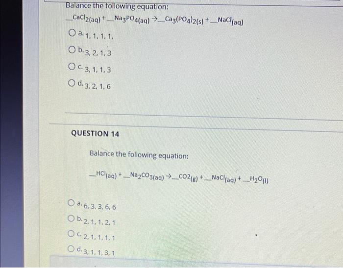 Solved Balance the following equation: | Chegg.com