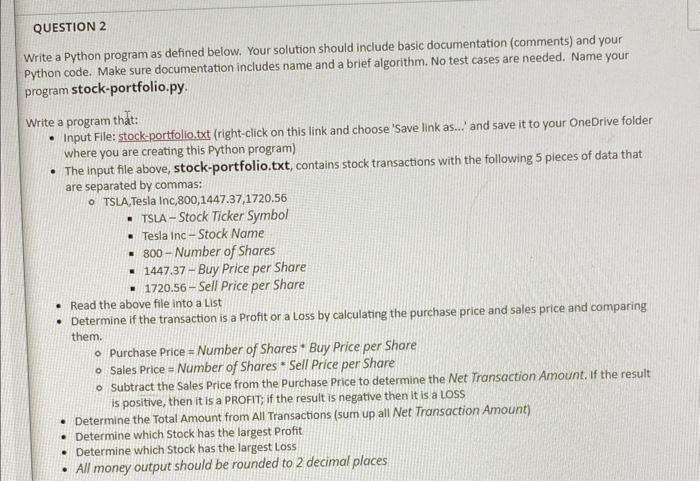Solved QUESTION 2 Vrite a Python program as defined below. | Chegg.com