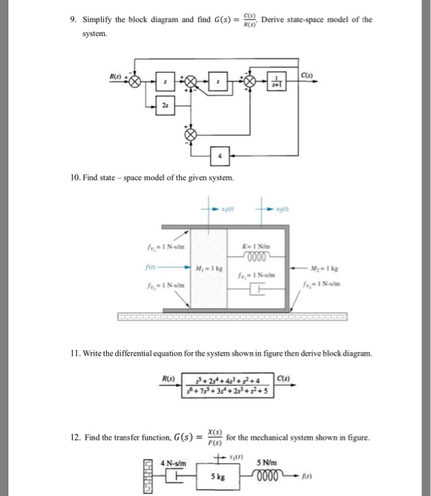 Solved Derive state-space model of the 9. Simplify the block | Chegg.com