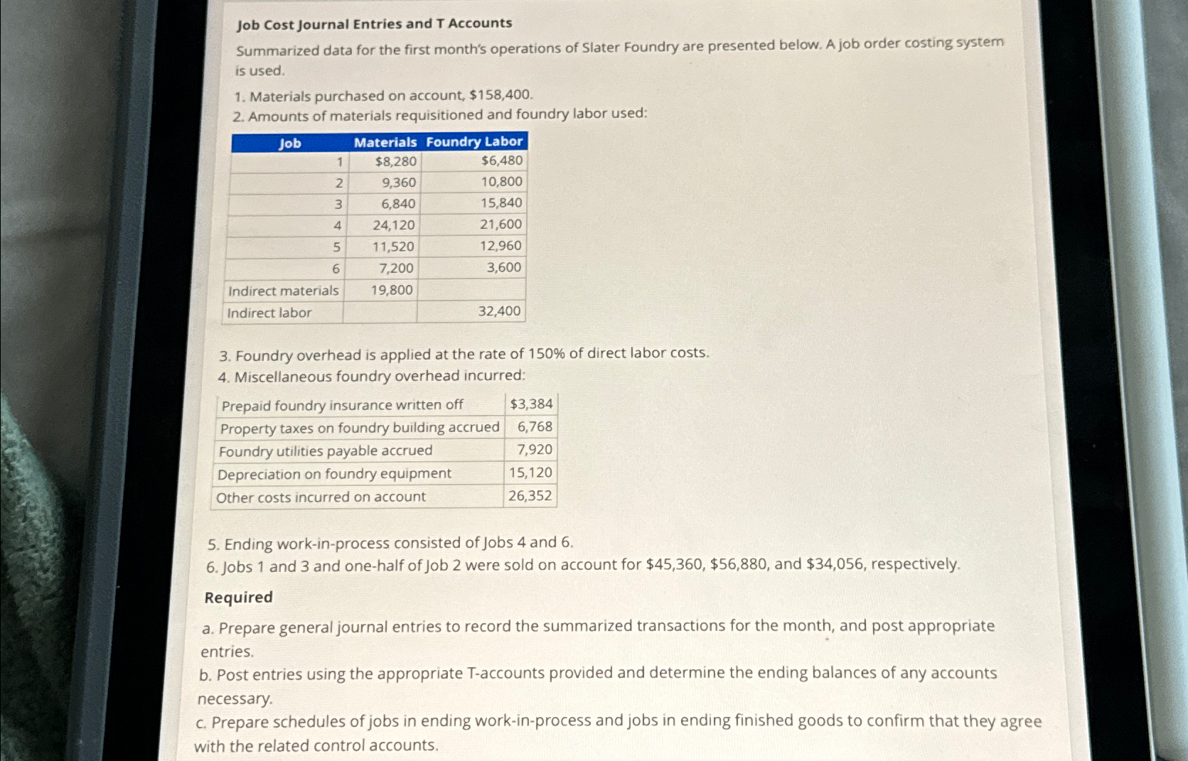 Solved Job Cost Journal Entries and T AccountsSummarized | Chegg.com