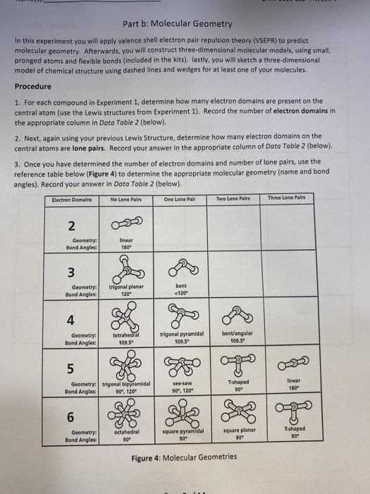 Part b: Molecular Geometry In this experiment you | Chegg.com