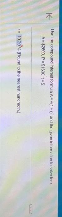 Solved Use the compound interest formula A=P(1+r)t and the | Chegg.com