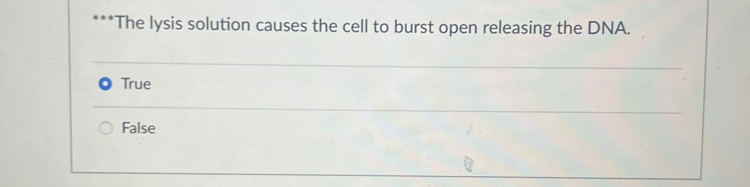 Solved ?****** ﻿The lysis solution causes the cell to burst | Chegg.com
