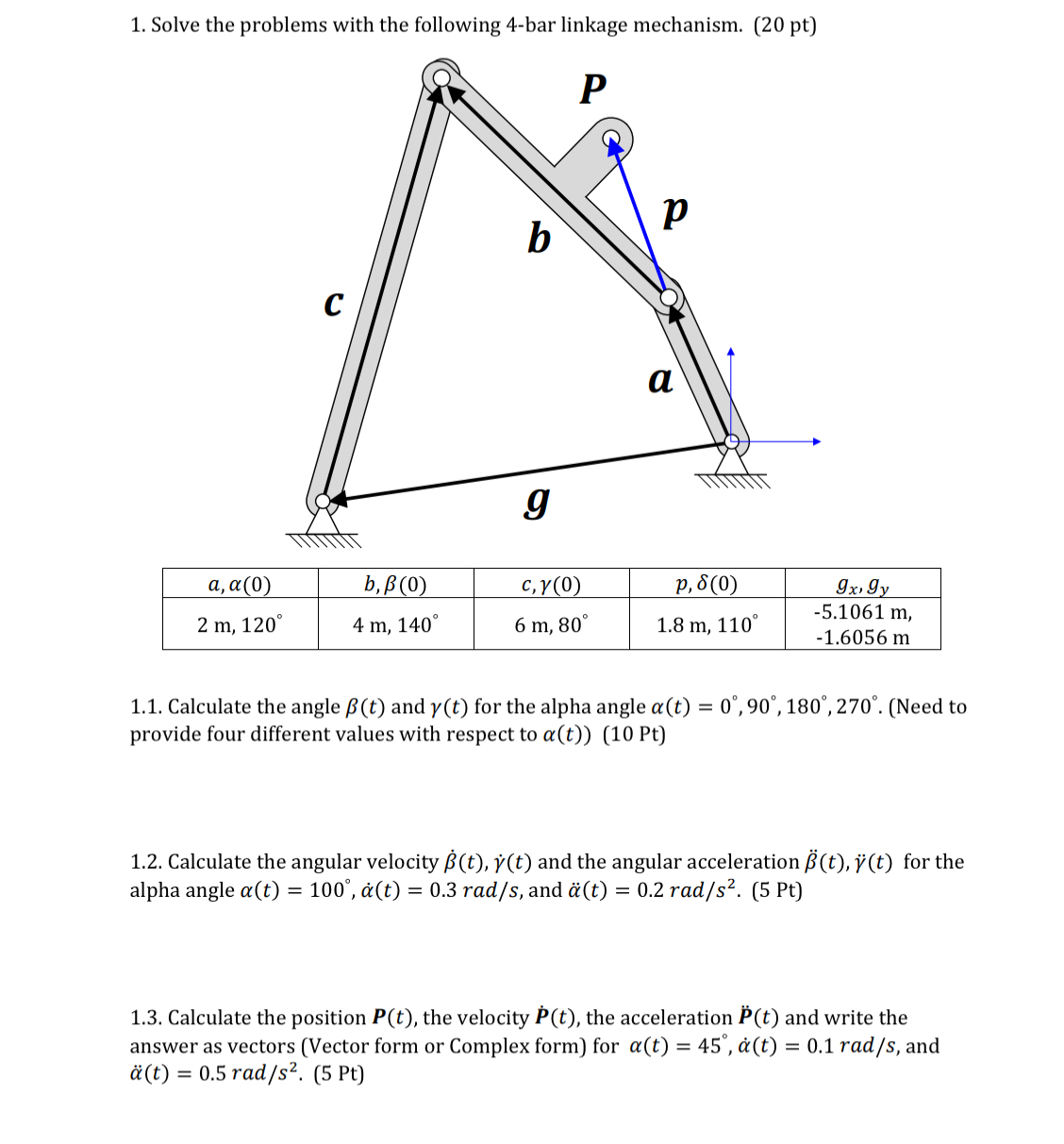 Solved Solve the problems with the following 4-bar linkage | Chegg.com