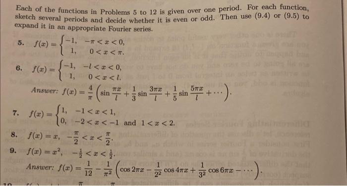 Solved Each of the functions in Problems 5 to 12 is given | Chegg.com