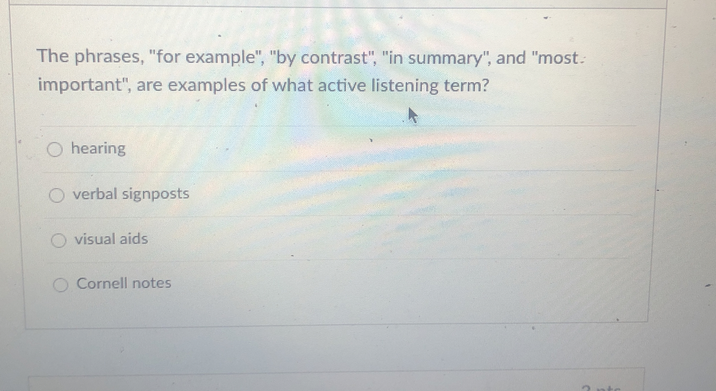 Solved The phrases, "for example", "by contrast", "in | Chegg.com