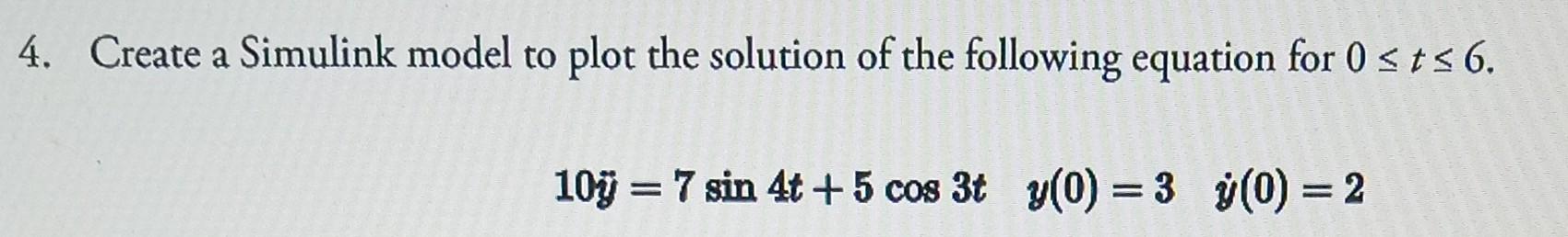 Solved 4. Create a Simulink model to plot the solution of | Chegg.com