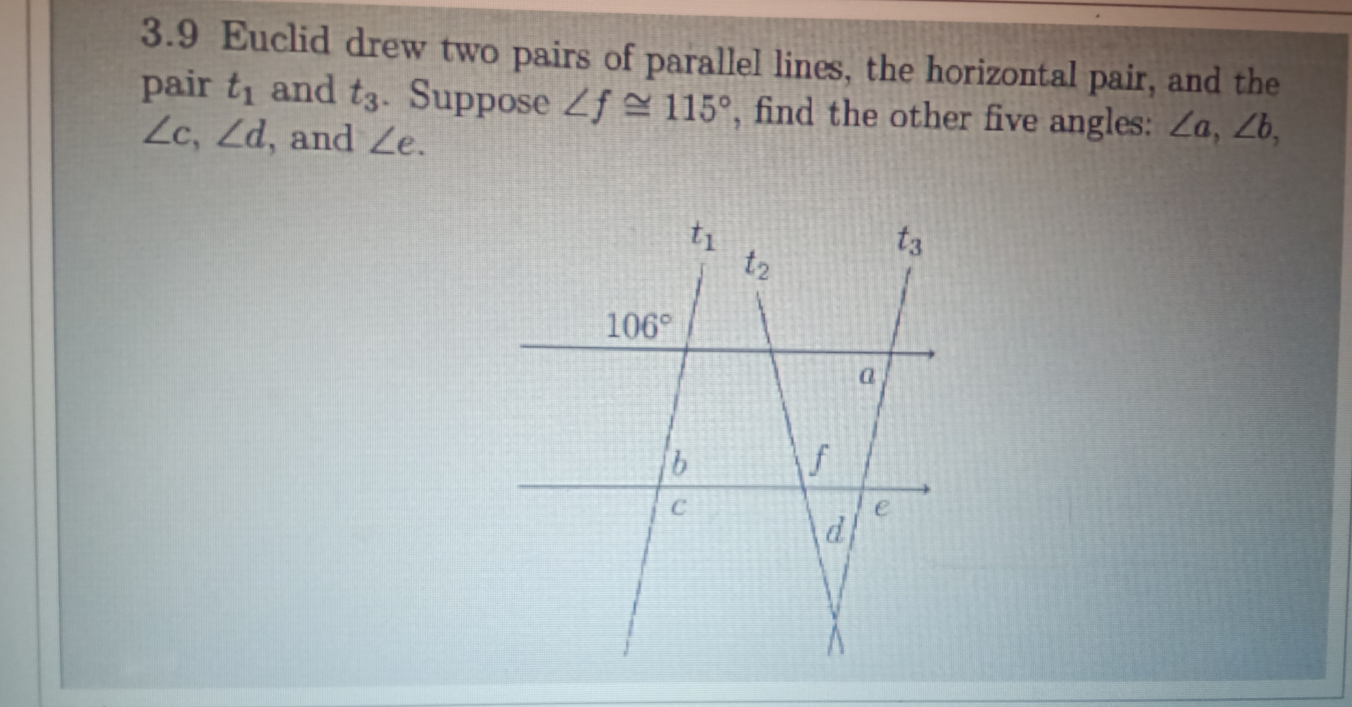 Solved 3.9 ﻿Euclid drew two pairs of parallel lines, the | Chegg.com