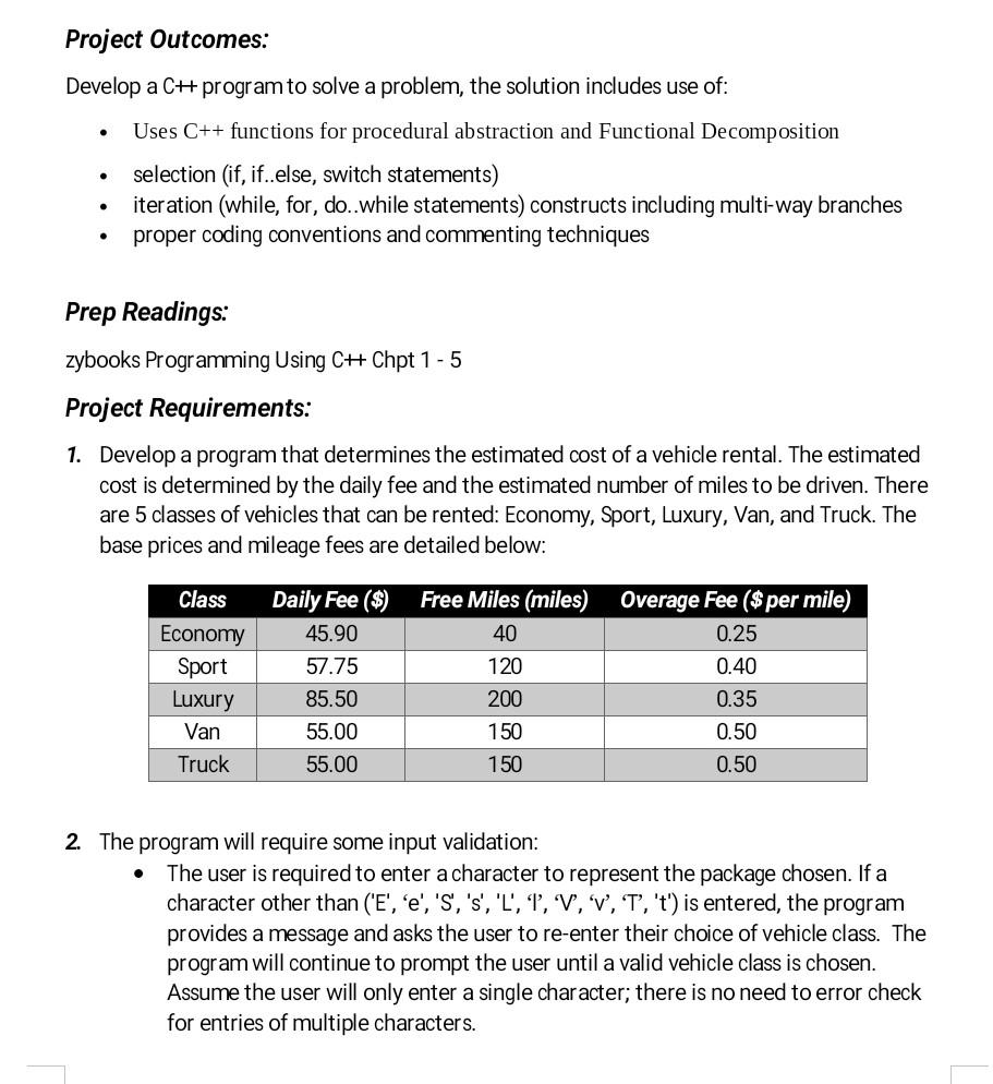 Solved . Project Outcomes: Develop a Ch program to solve a | Chegg.com
