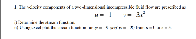 Solved 1. The velocity components of a two-dimensional | Chegg.com