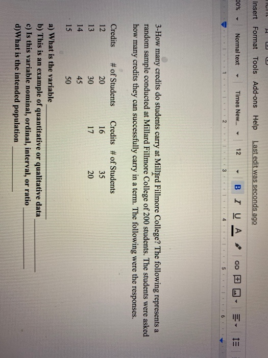 Solved ICII Insert Format Tools Add-ons Help Last edit was | Chegg.com