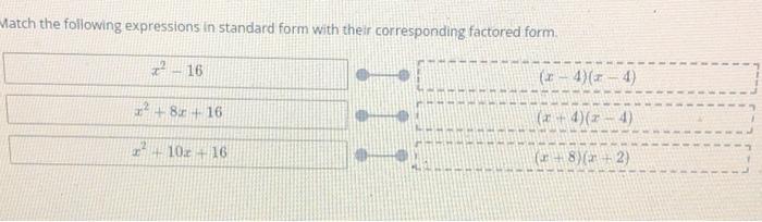 Solved Match the following expressions in standard form with | Chegg.com