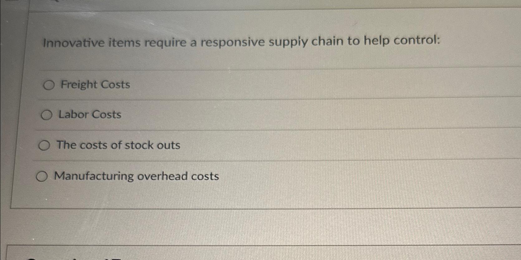Solved Innovative items require a responsive supply chain to | Chegg.com