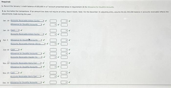 Solved Allowance method entries The following transactions | Chegg.com