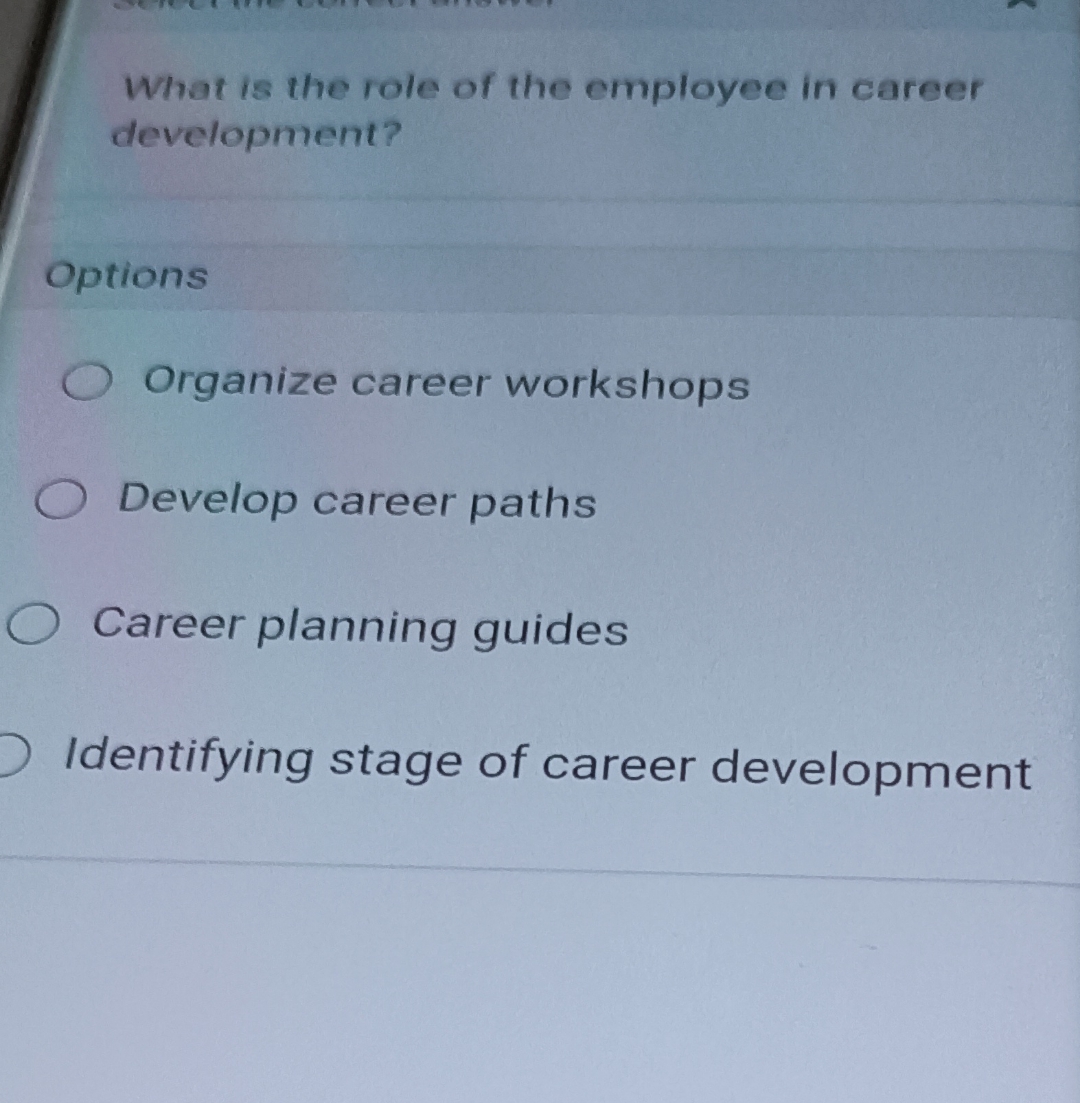 Solved What is the role of the employee in career | Chegg.com