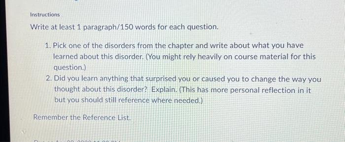 Instructions Write at least 1 paragraph/150 words for | Chegg.com
