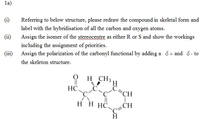 Solved 1a)(i) ﻿Referring to below structure, please redraw | Chegg.com