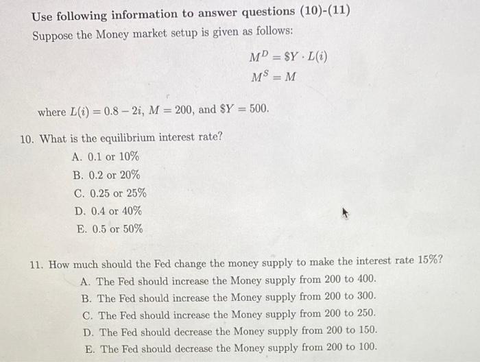 Solved Use following information to answer questions | Chegg.com