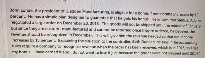 Solved John Lunde, the president of Gladden Manufacturing, | Chegg.com