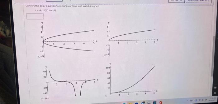 Solved Convert the polar equation to rectangular form and | Chegg.com