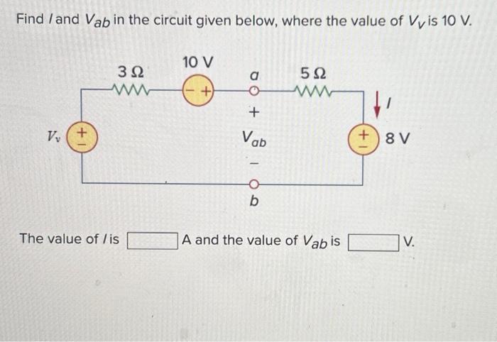 Solved Find I and Vab in the circuit given below, where the | Chegg.com