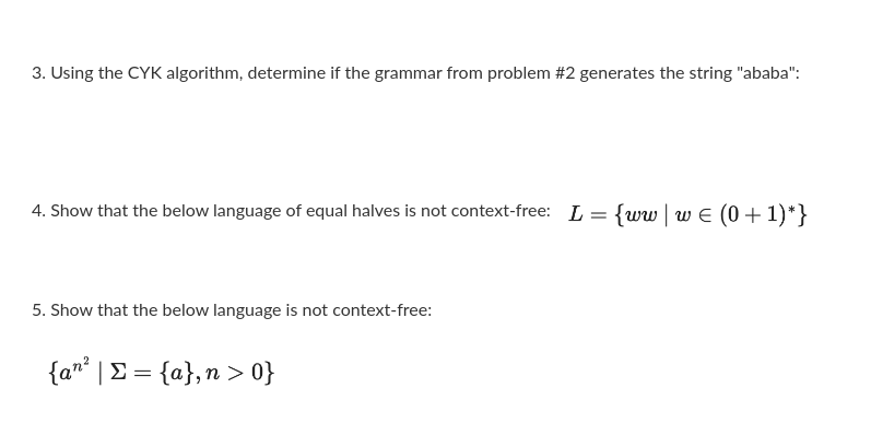 Solved Using The Cyk Algorithm Determine If The Below