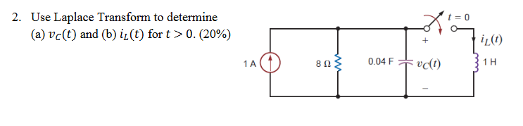 Use Laplace Transform to ﻿determine(a) vC(t) ﻿and | Chegg.com