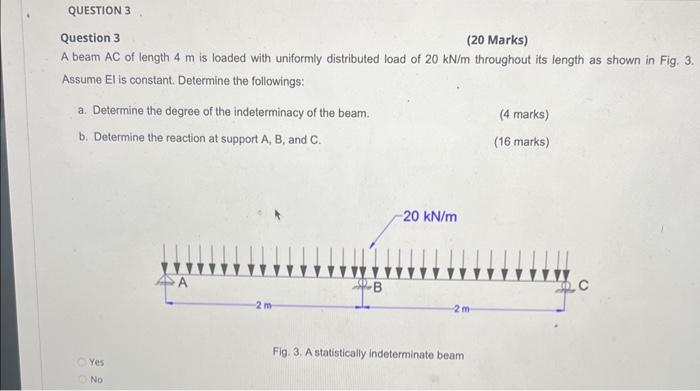 Solved Question 1 (20 Marks) There is a statically | Chegg.com