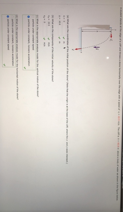 Solved A student stands at the edge of a cliff and throws a | Chegg.com