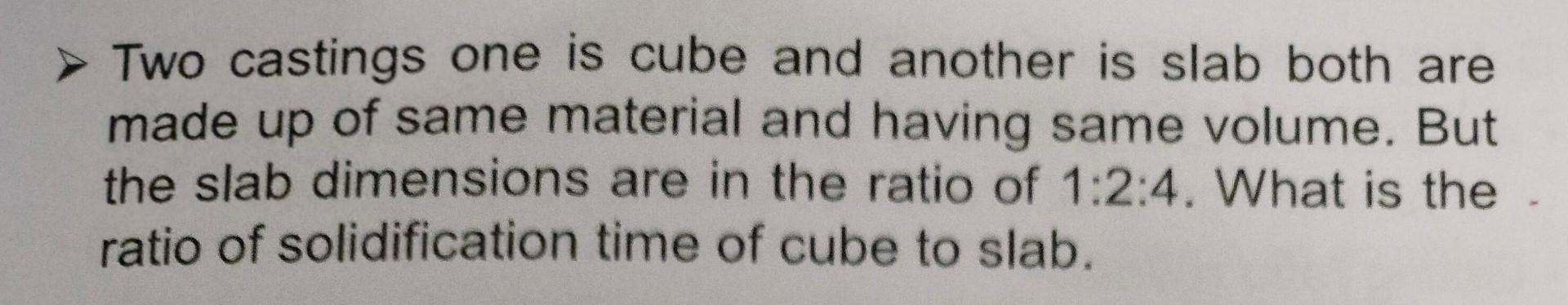 Solved Two castings one is cube and another is slab both are | Chegg.com