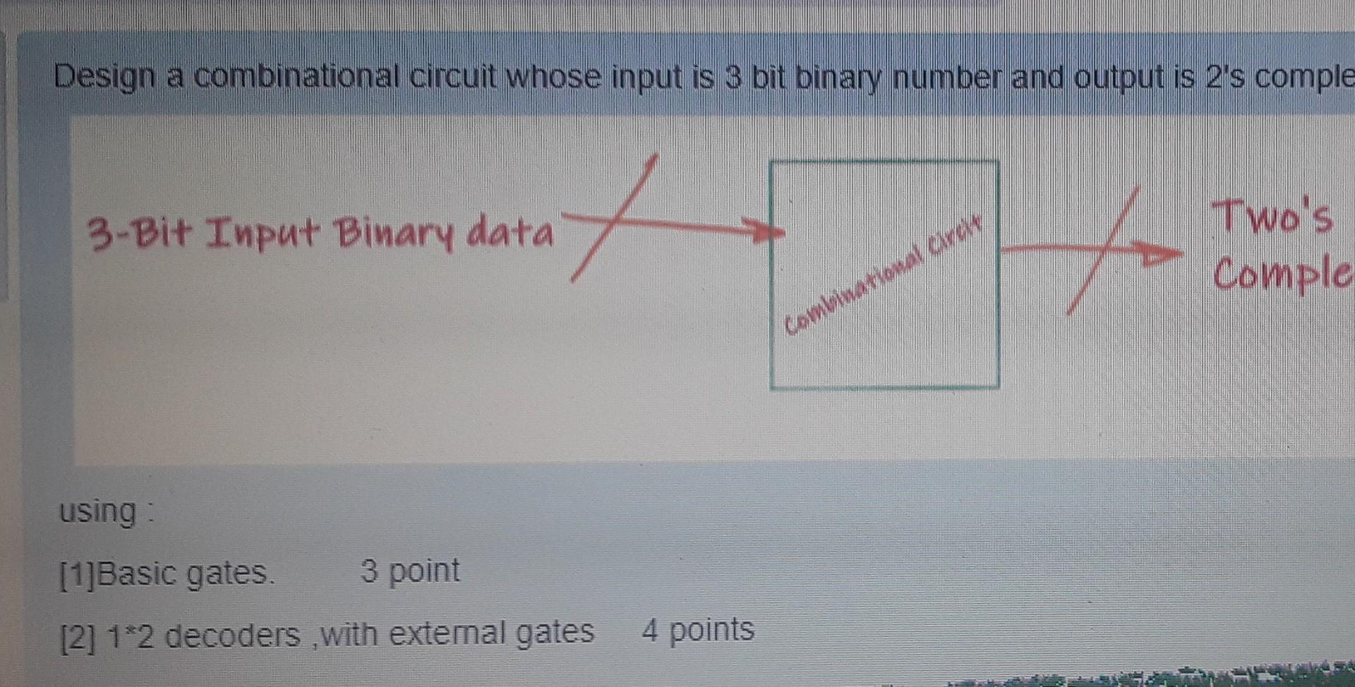 Solved Design a combinational circuit whose input is 3 bit | Chegg.com