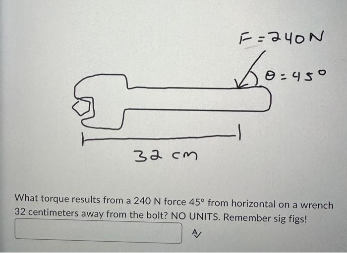 Solved What torque results from a 240 N force 45° from | Chegg.com