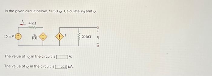 Solved In the given circuit below, I=50/0. Calculate V0 and | Chegg.com