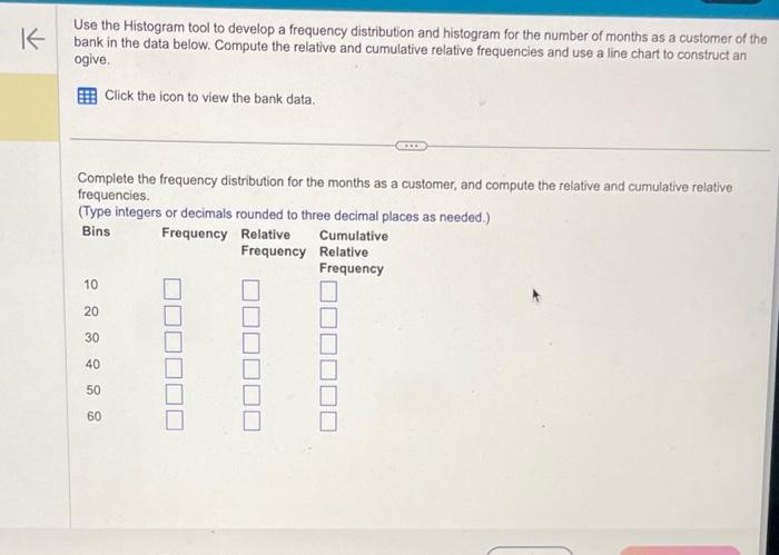 Solved Use the Histogram tool to develop a frequency | Chegg.com