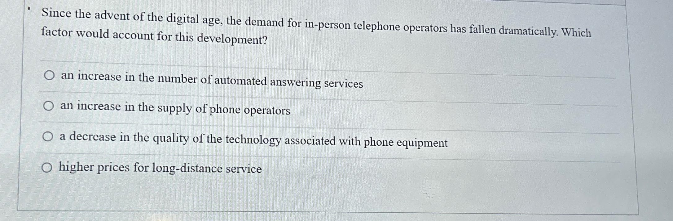 Solved Since the advent of the digital age, the demand for | Chegg.com