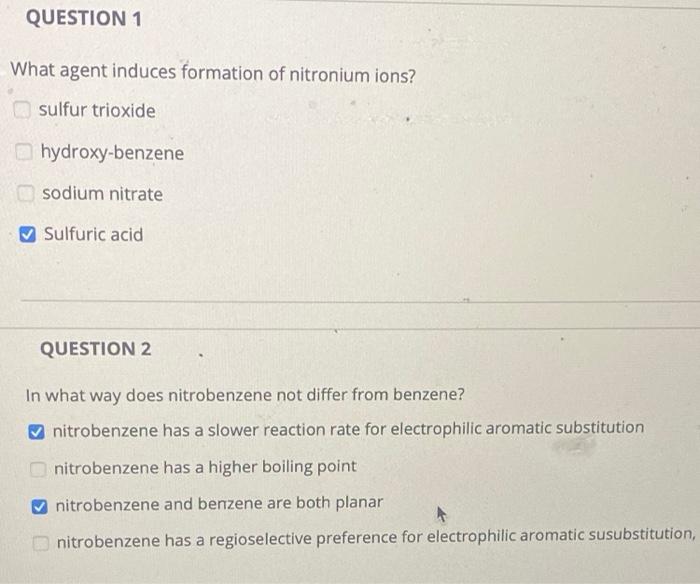 Solved QUESTION 1 What agent induces formation of nitronium | Chegg.com