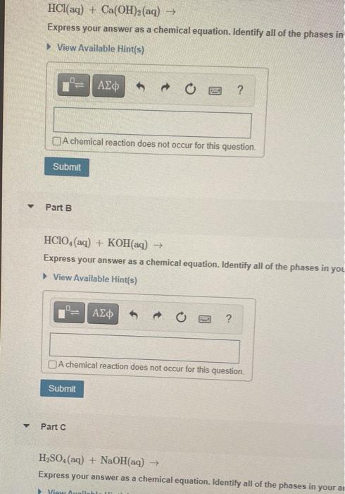 Solved HCl(aq) + Ca(OH)2(aq) → Express your answer as a | Chegg.com