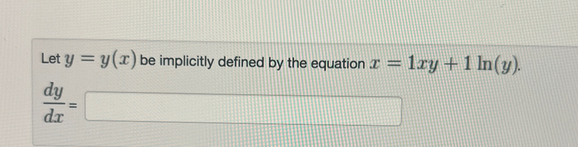 Solved Let y=y(x) ﻿be implicitly defined by the equation | Chegg.com