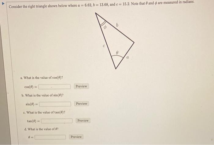 Solved Consider the right triangle shown below where | Chegg.com