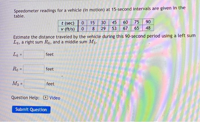 Solved Speedometer readings for a vehicle (in motion) at 15 | Chegg.com