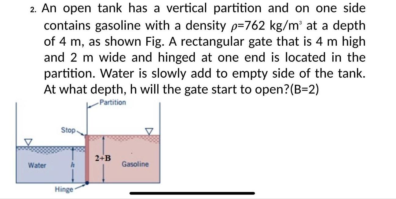 Solved 2. An open tank has a vertical partition and on one | Chegg.com