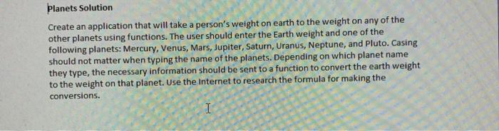 Solved planets Solution Create an application that will take | Chegg.com