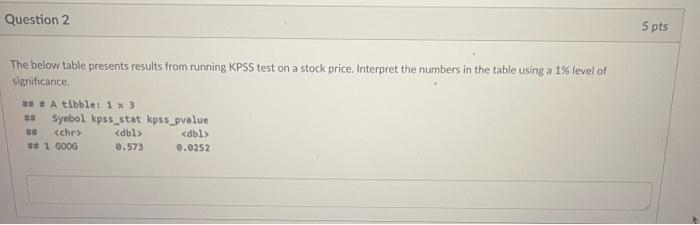 Solved The below table presents results from running KPSS | Chegg.com