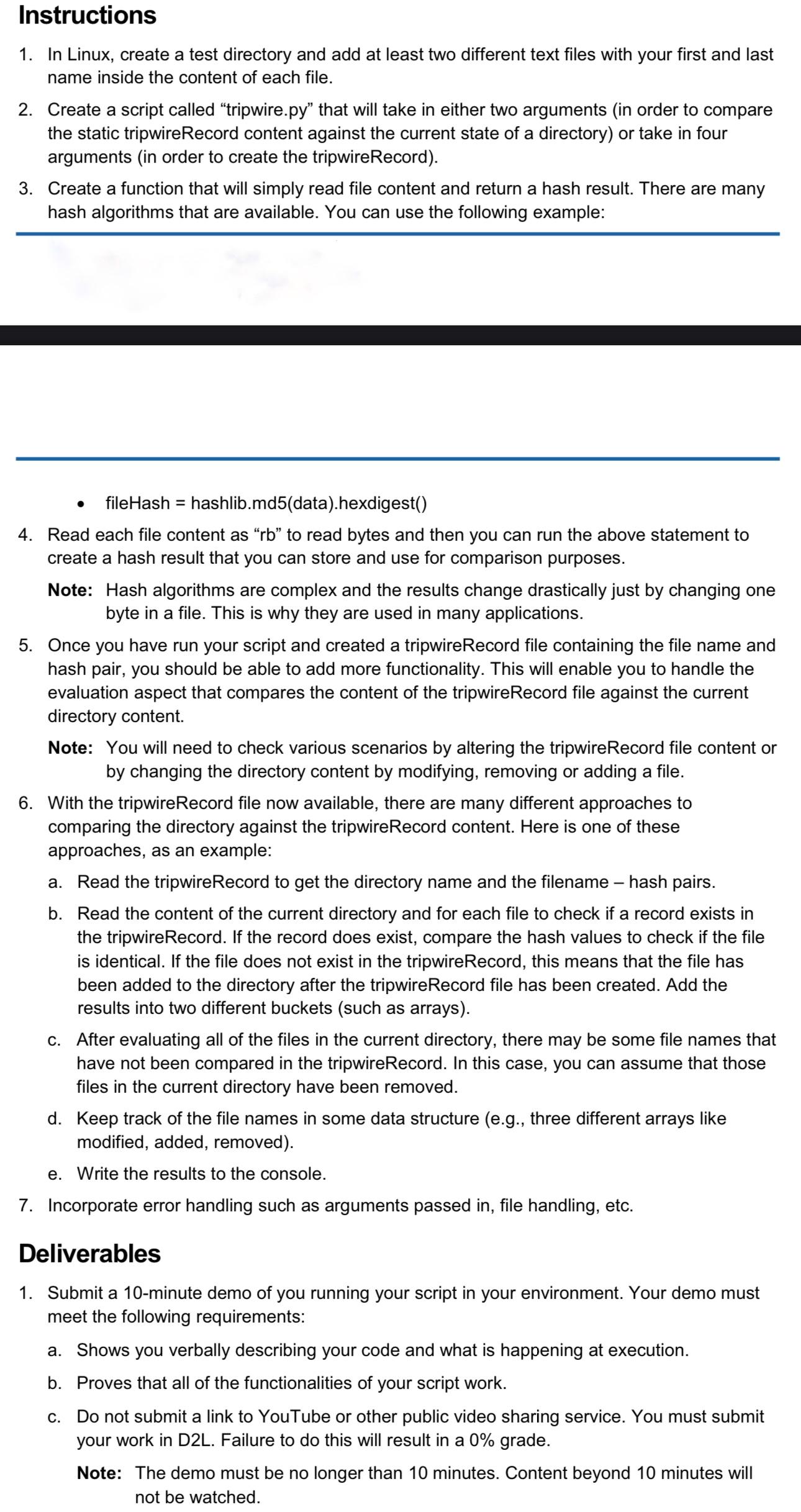 Solved Creating a tripwire script that can be executed on | Chegg.com