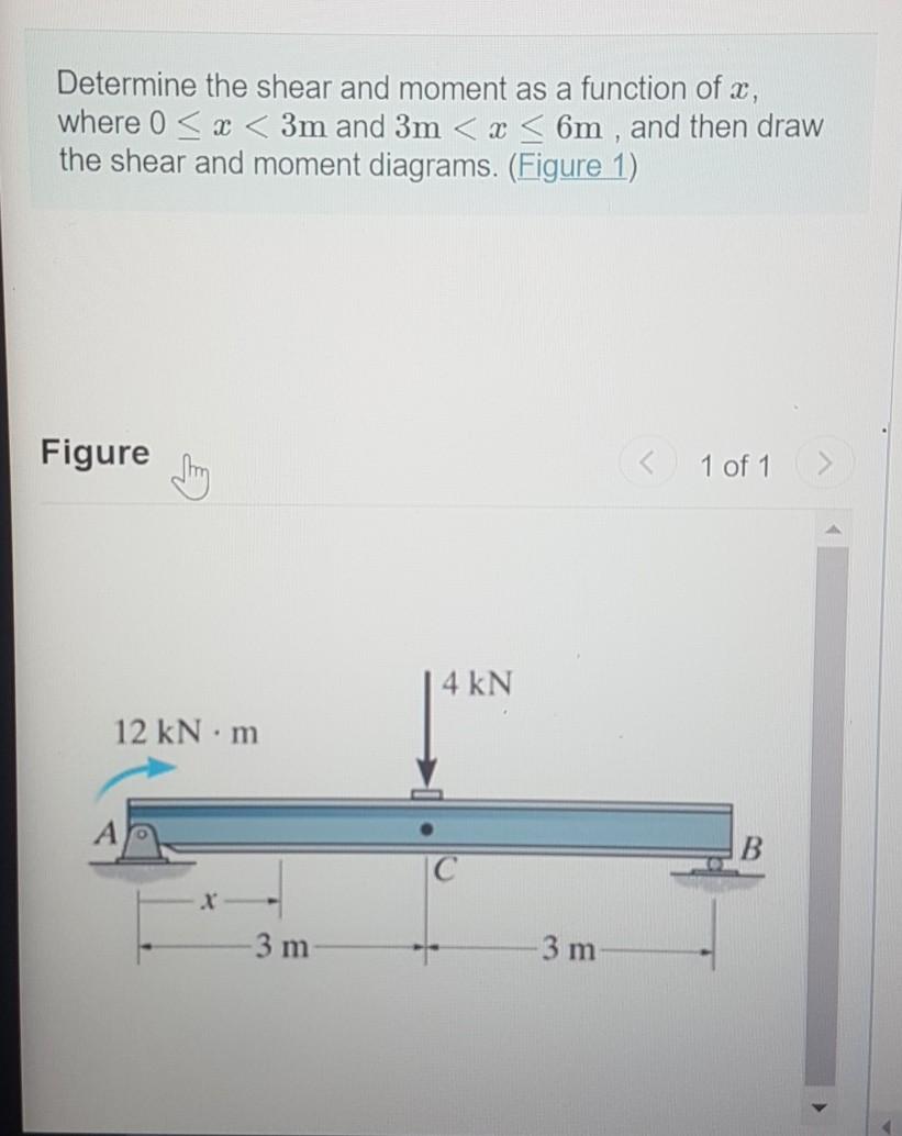 Solved Determine the shear and moment as a function of x, | Chegg.com