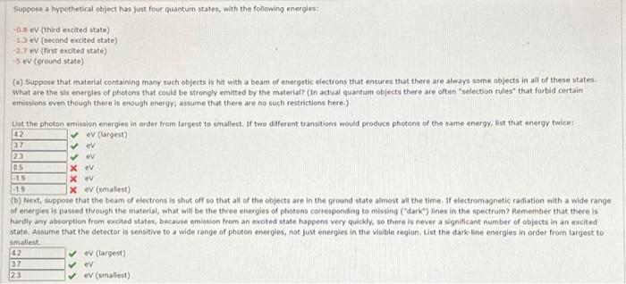 Solved Suppose a hypothetical object has just four quantum | Chegg.com